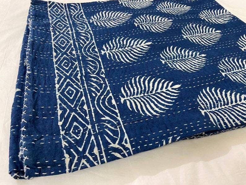The Indigo Blue Indian Handmade Pure Cotton Floral Pattern - Etsy