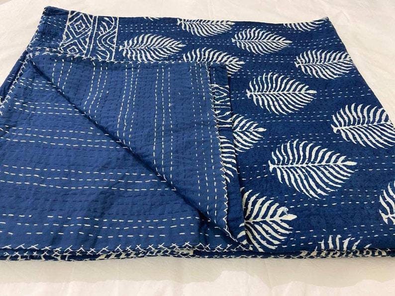 The Indigo Blue Indian Handmade Pure Cotton Floral Pattern - Etsy