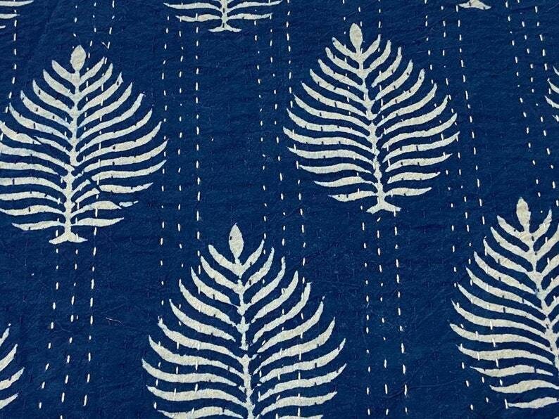 The Indigo Blue Indian Handmade Pure Cotton Floral Pattern - Etsy