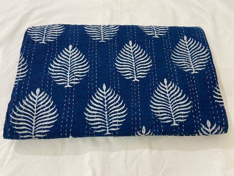 The Indigo Blue Indian Handmade Pure Cotton Floral Pattern - Etsy