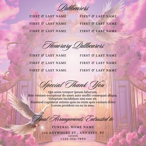 Pink Heavenl Funeral Obituary Template 4 Pages 8.5x11 - Etsy