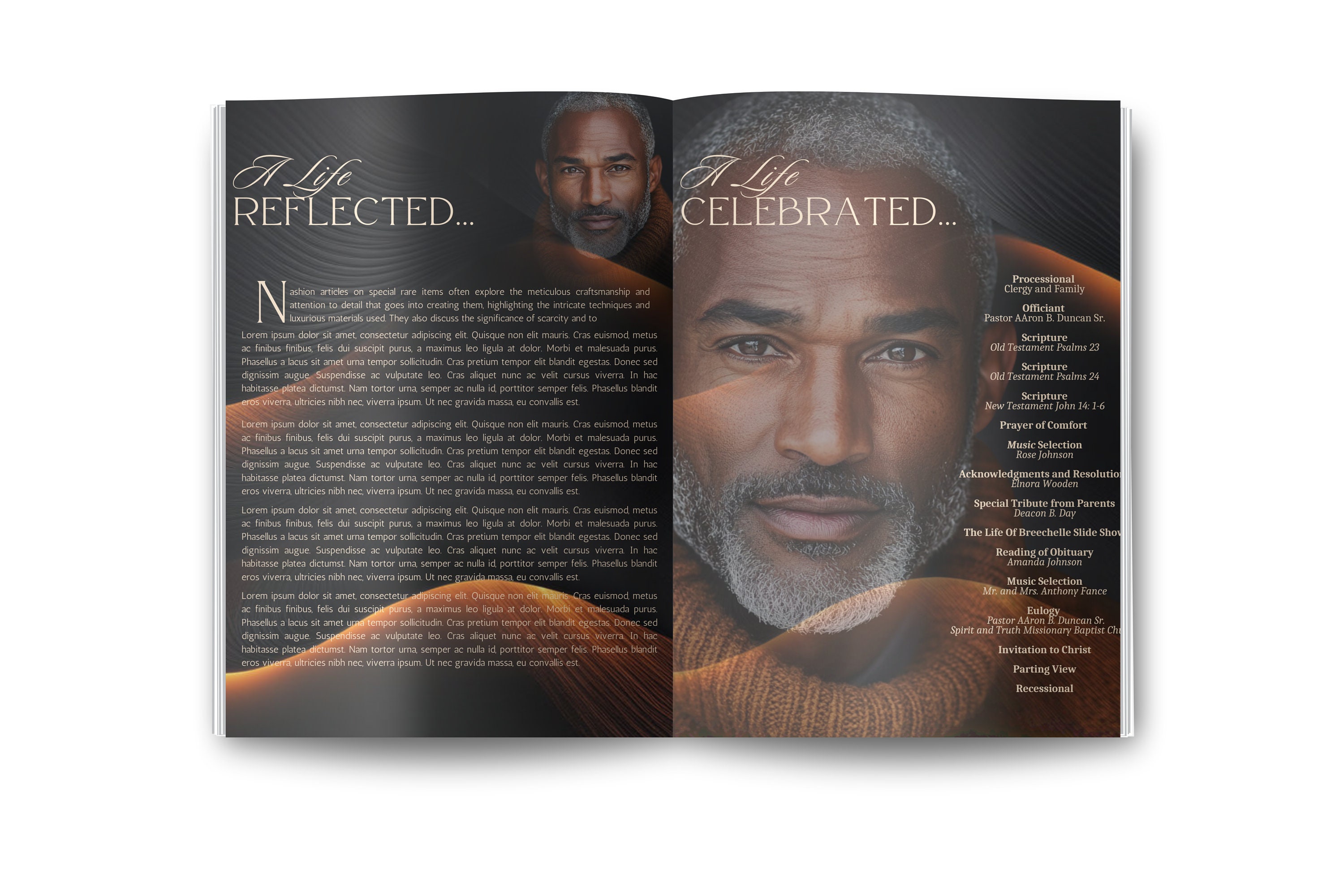 Simple Black Mens Funeral Obituary 8.5x11 4 Pages - Etsy