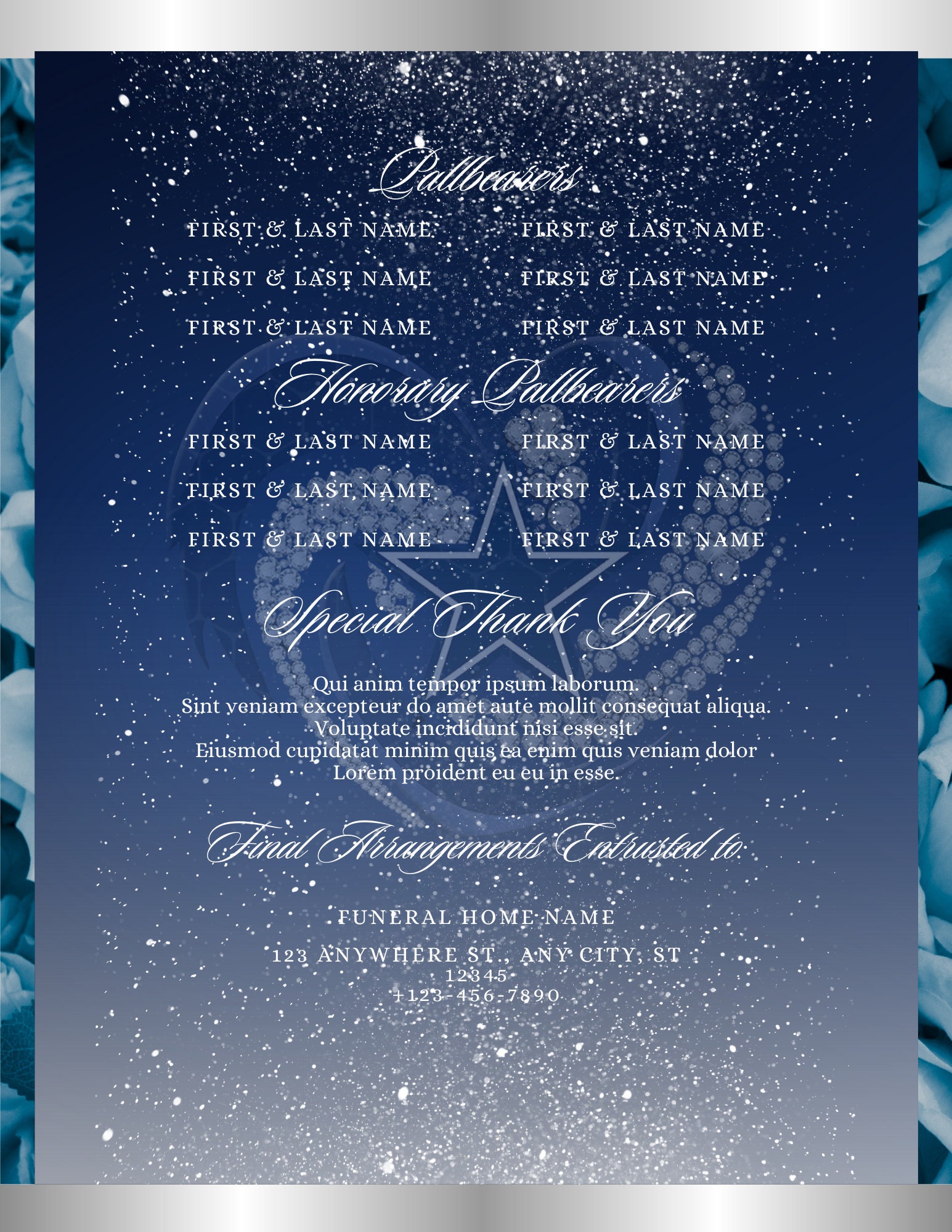 Dallas Cowboys Funeral Program Template | Celebration of Life (digital ...