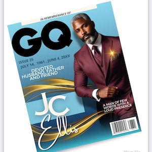 Mens Magazine Style 8.5x11 Funeral Obituary Booklet Template - Etsy