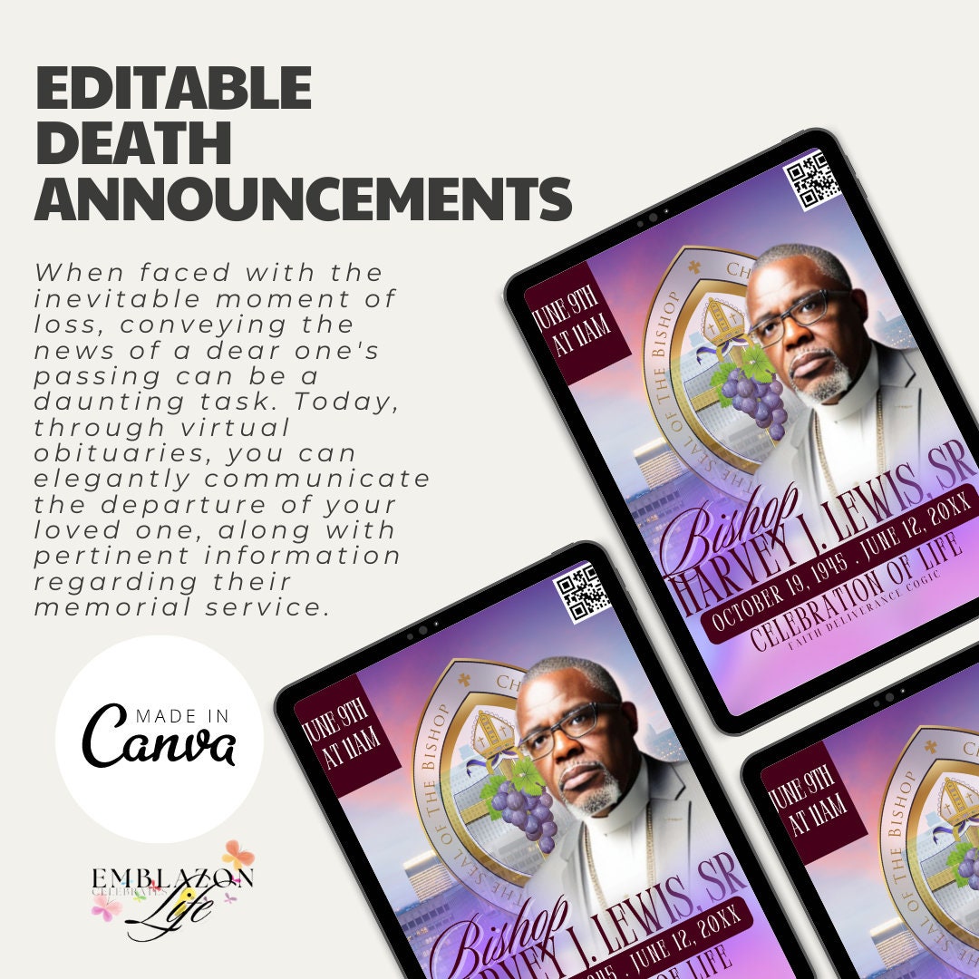Funeral Announcement Templates and Customizable Virtual Flyer Digital ...