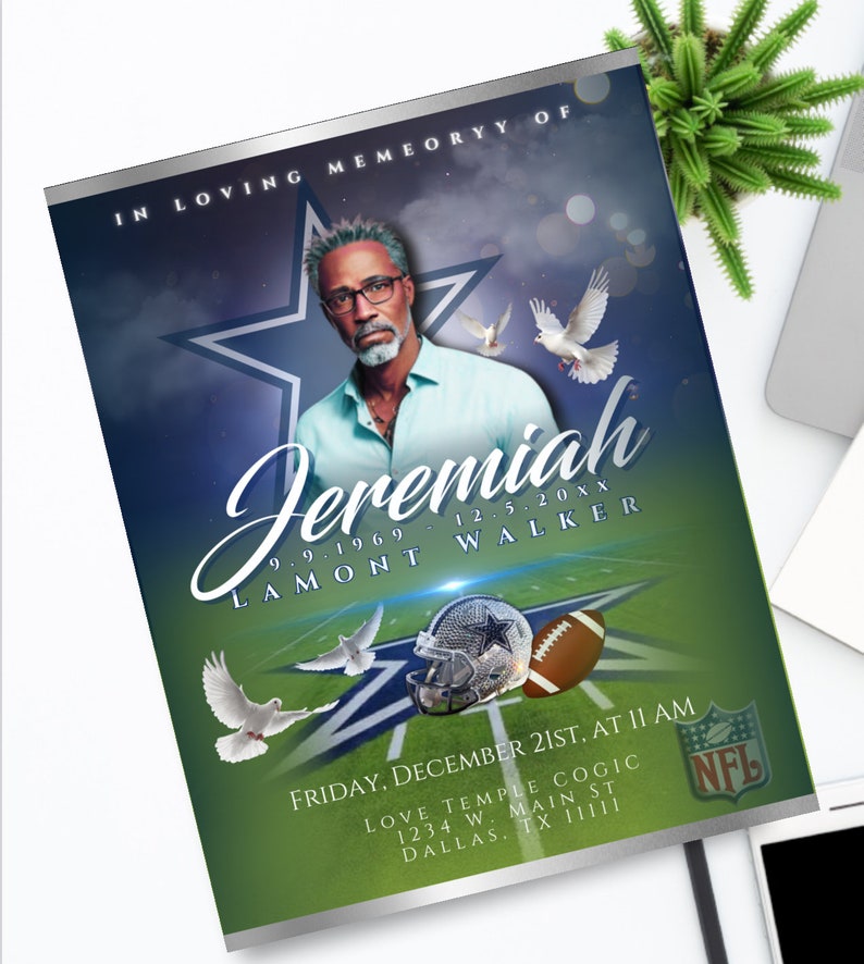 8.5x11" Template (4pages ) | Black Funeral Program Dallas Cowboys With ...