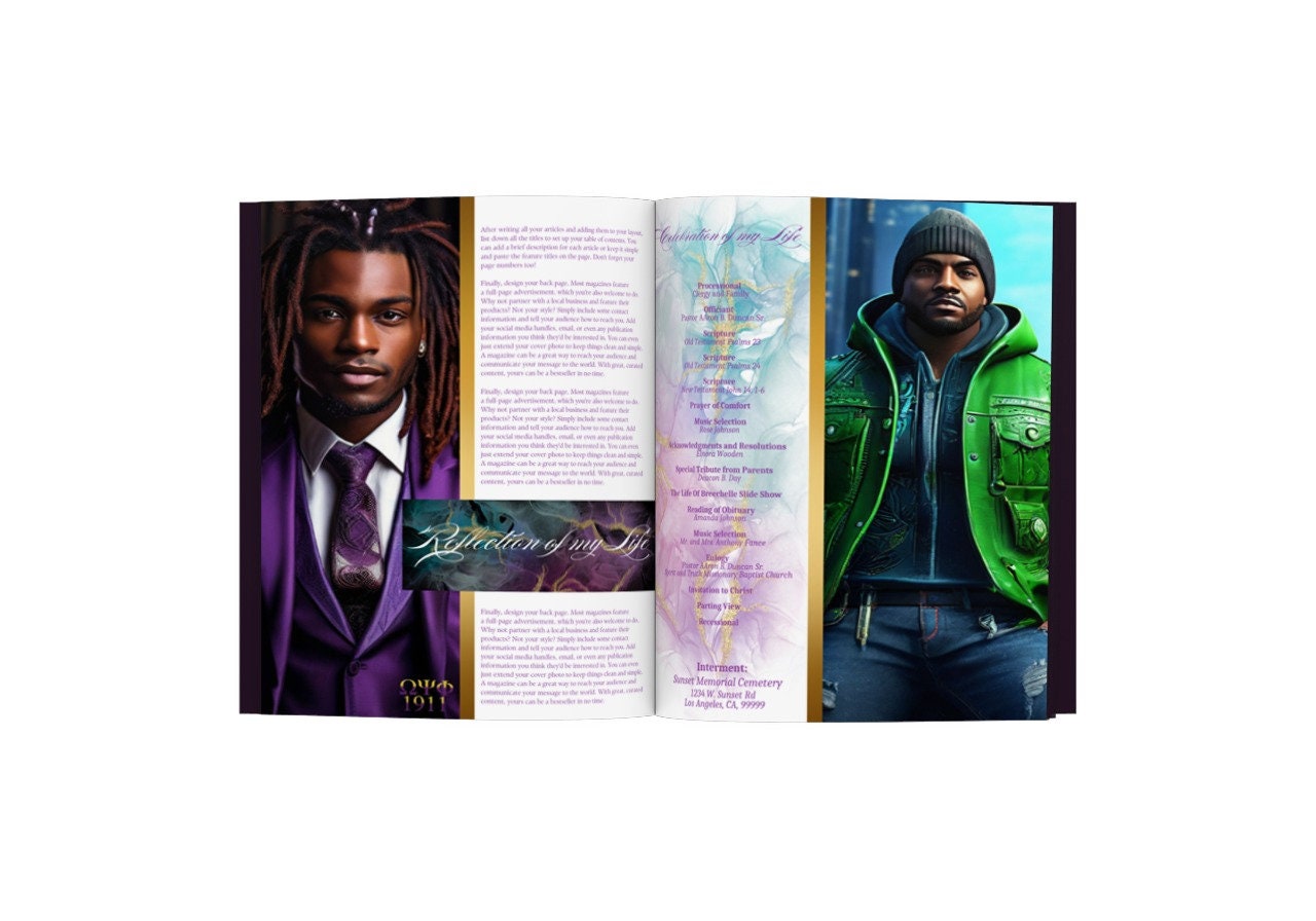Funeral Program| Editable Fraternity Inspired Funeral| Simple 8.5x11 4 ...