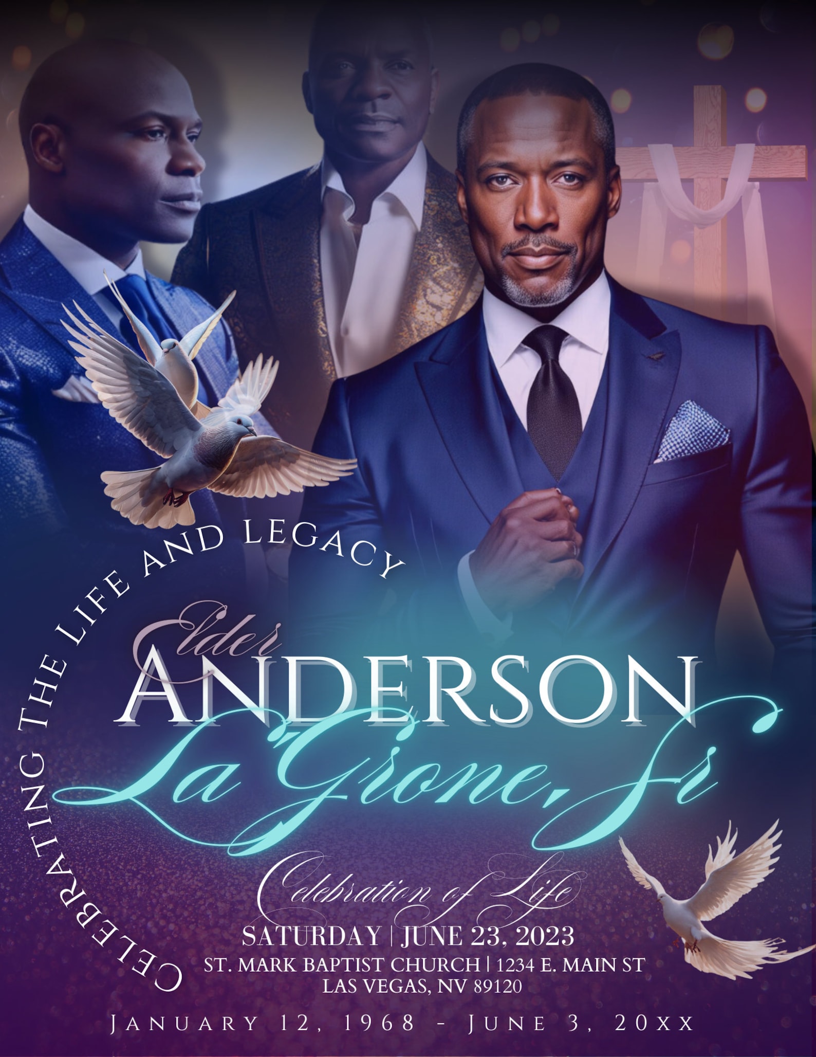 Funeral Obituary Mens Elegant Editable Template 8,5x11 4 Page - Etsy