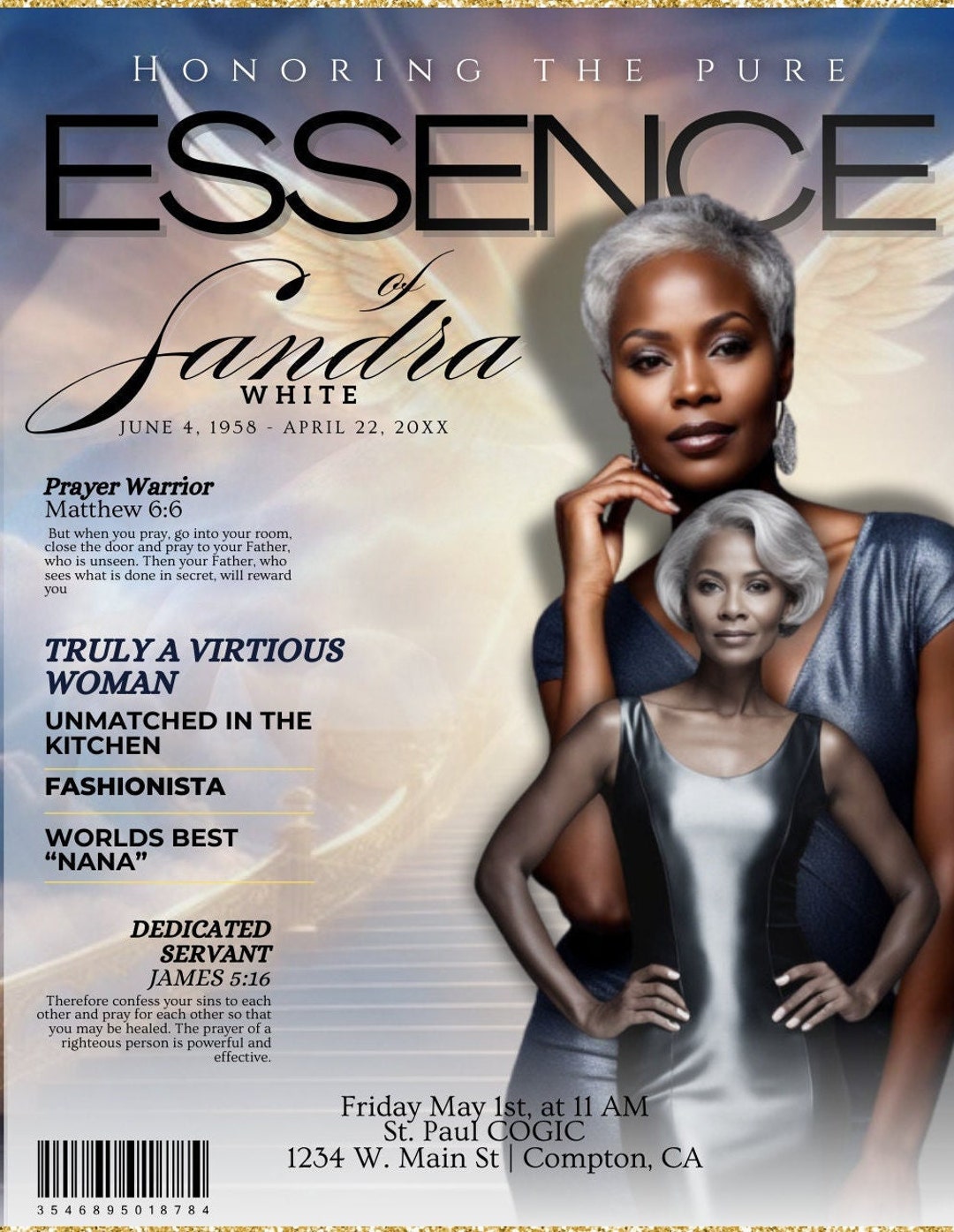 Essence Magazine Style Funeral Program | Celebration of Life | Digital ...