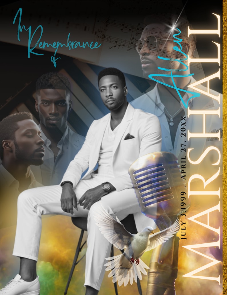 Musician-inspired Marshall 8-page Obituary Template - Etsy