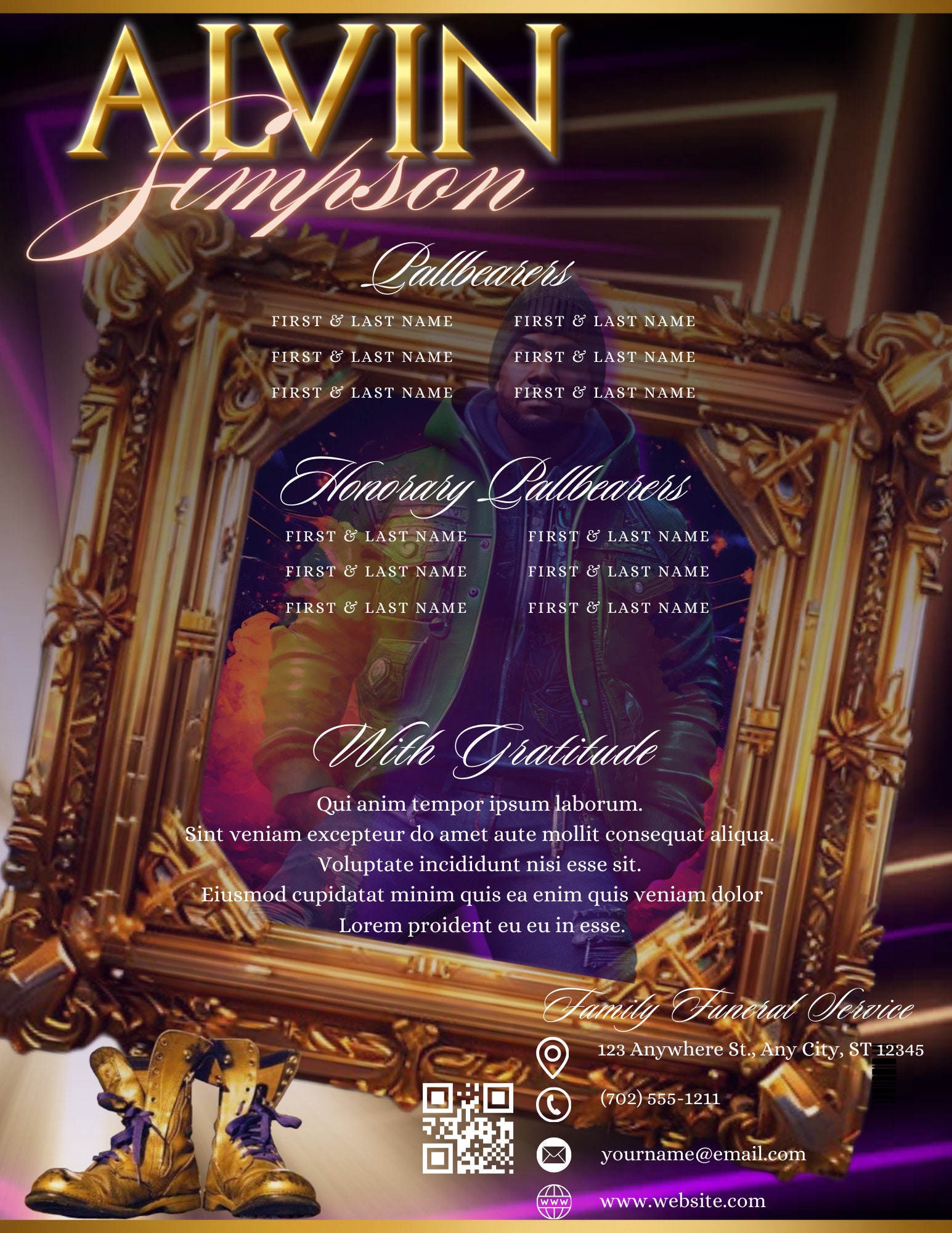 Funeral Program| Editable Fraternity Inspired Funeral| Simple 8.5x11 4 ...