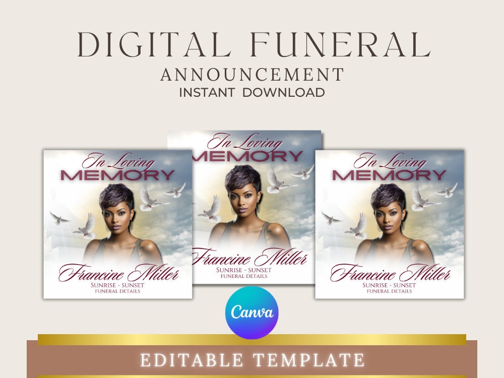 Funeral Announcement Templates and Customizable Virtual Flyer Digital ...