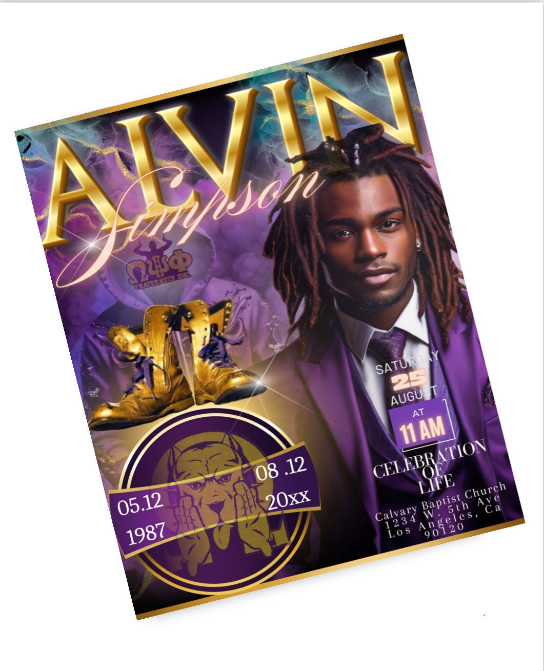 Funeral Program| Editable Fraternity Inspired Funeral| Simple 8.5x11 4 ...