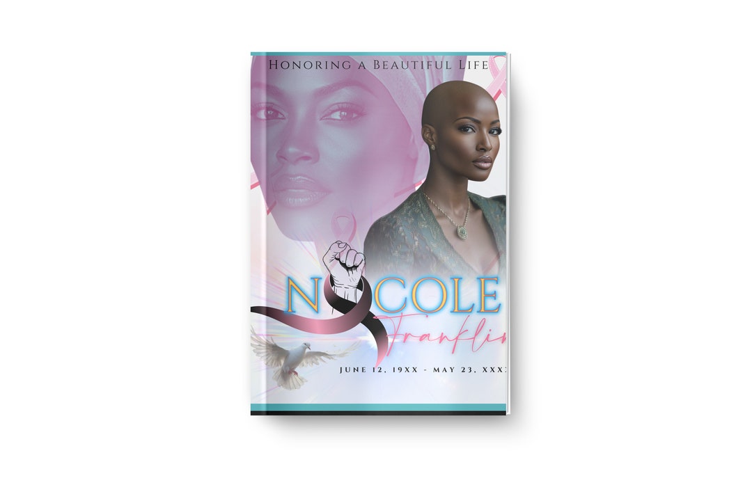 Breast Cancer Awareness Funeral 4 Page Obituary Template - Etsy