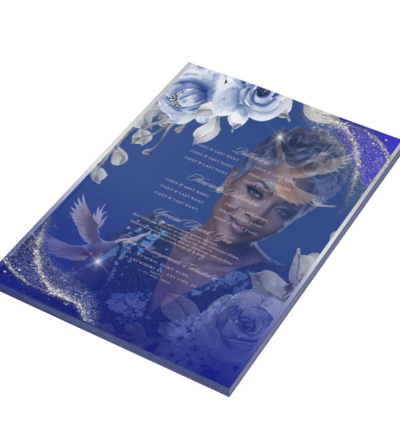 Elegant Blue Funeral Obituary Template 4 Page 8.5x11 - Etsy