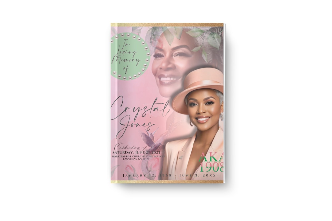AKA Sorority Inspired Obituary Template, 4-page (editable Canva Design ...