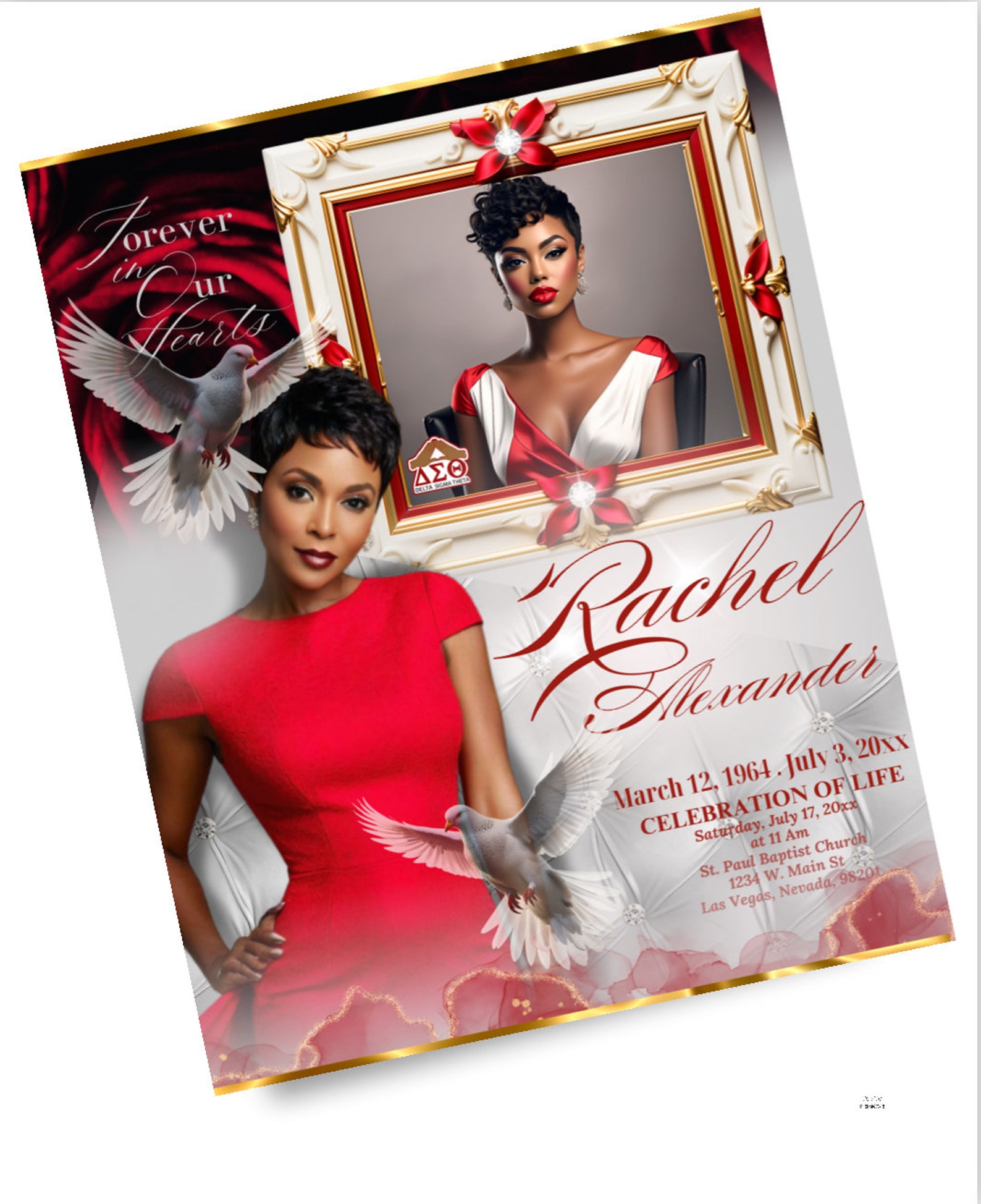 Delta Sigma Theta Inspired 4-page Obituary Editable Template "rachel ...