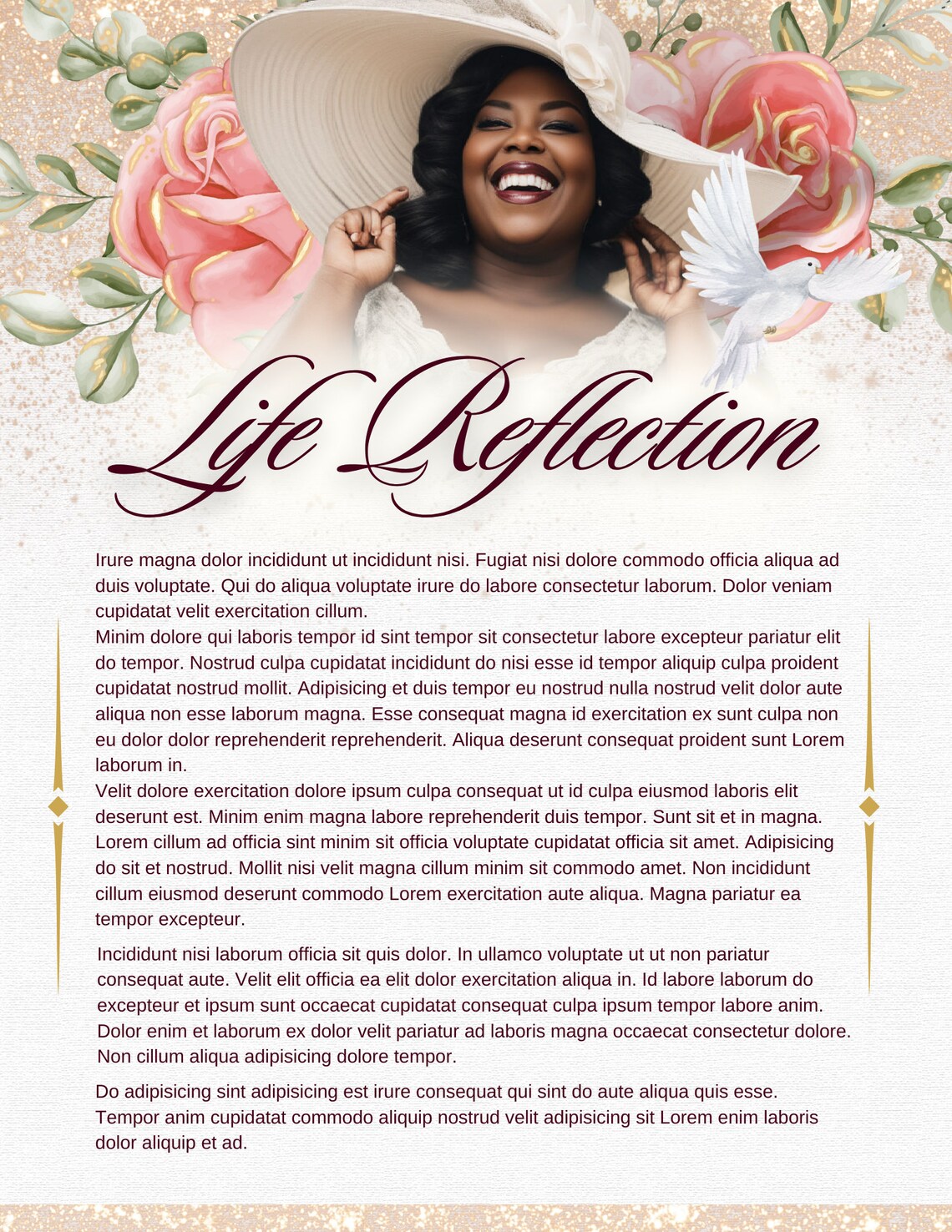 Pink Floral Funeral Obituary Template "angeline" 4 Pages 8.5x11 - Etsy