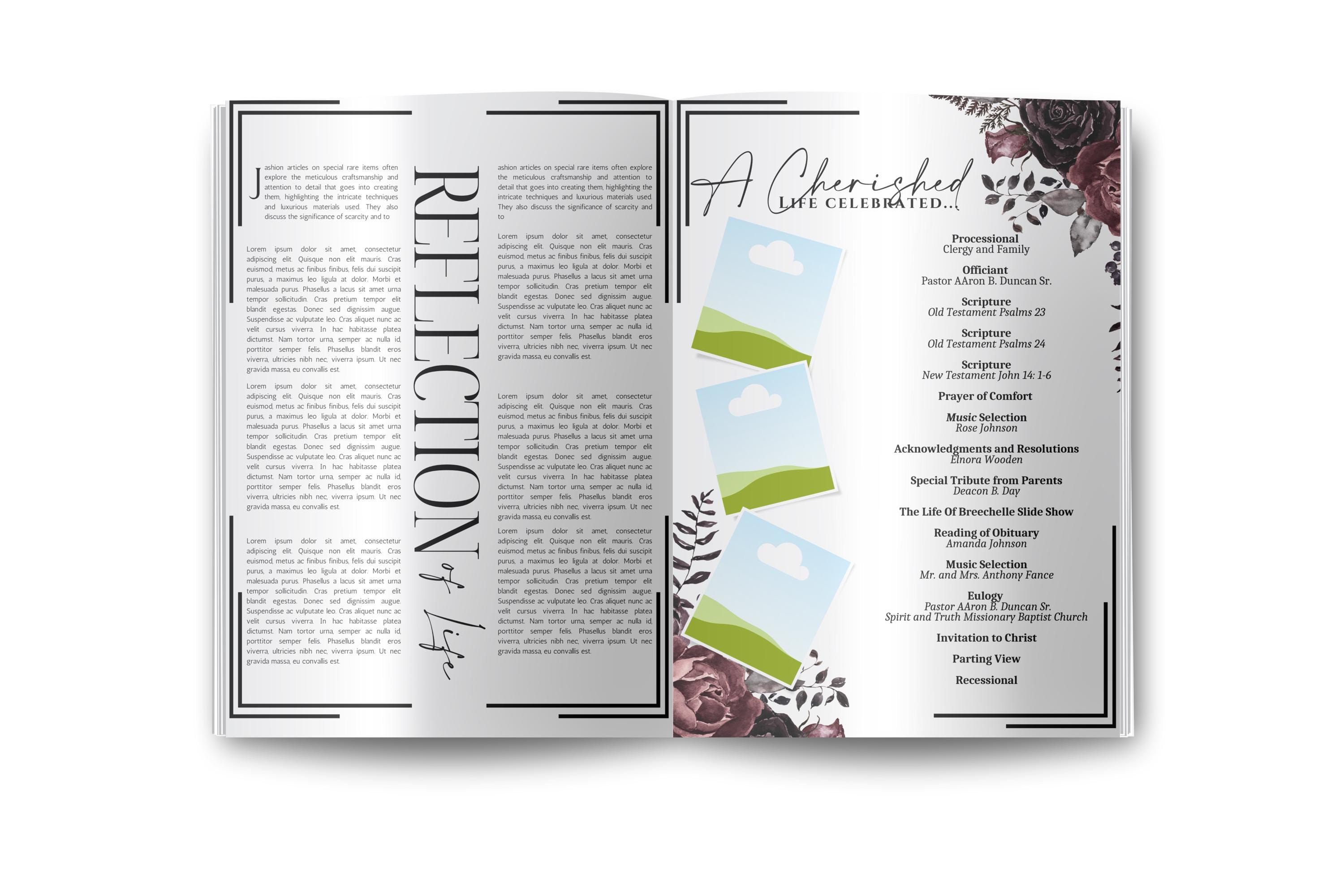 Simple Elegant Funeral Obituary Template 8.5x11 4 Page - Etsy
