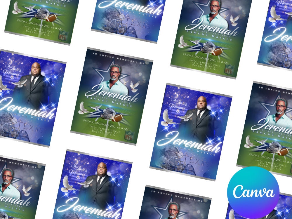 Dallas Cowboys Funeral Program Template | Celebration of Life (digital ...
