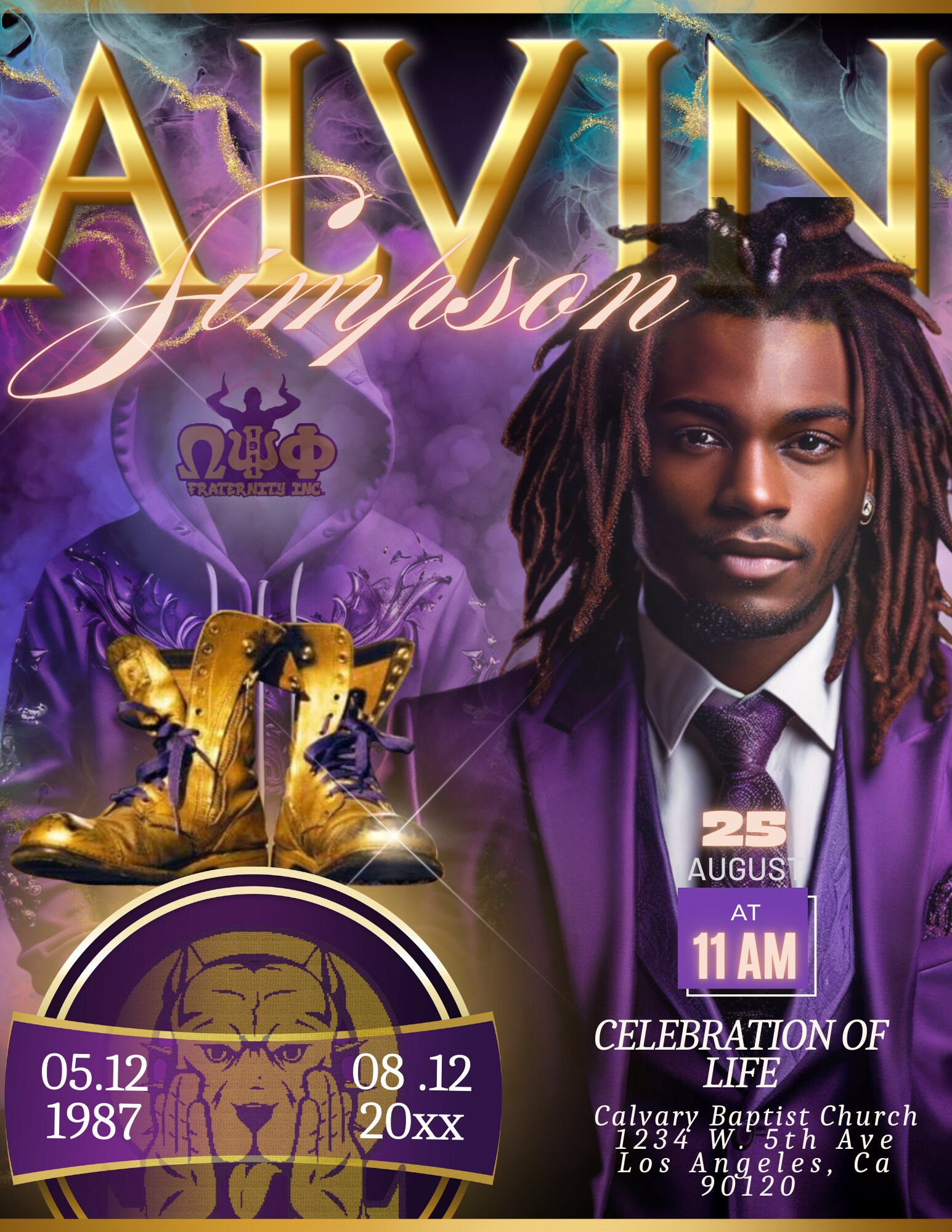 Funeral Program| Editable Fraternity Inspired Funeral| Simple 8.5x11 4 ...
