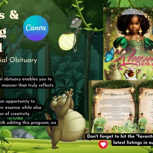 The Princess and the Frog Children Funeral Memorial Keepsake Obituary ...