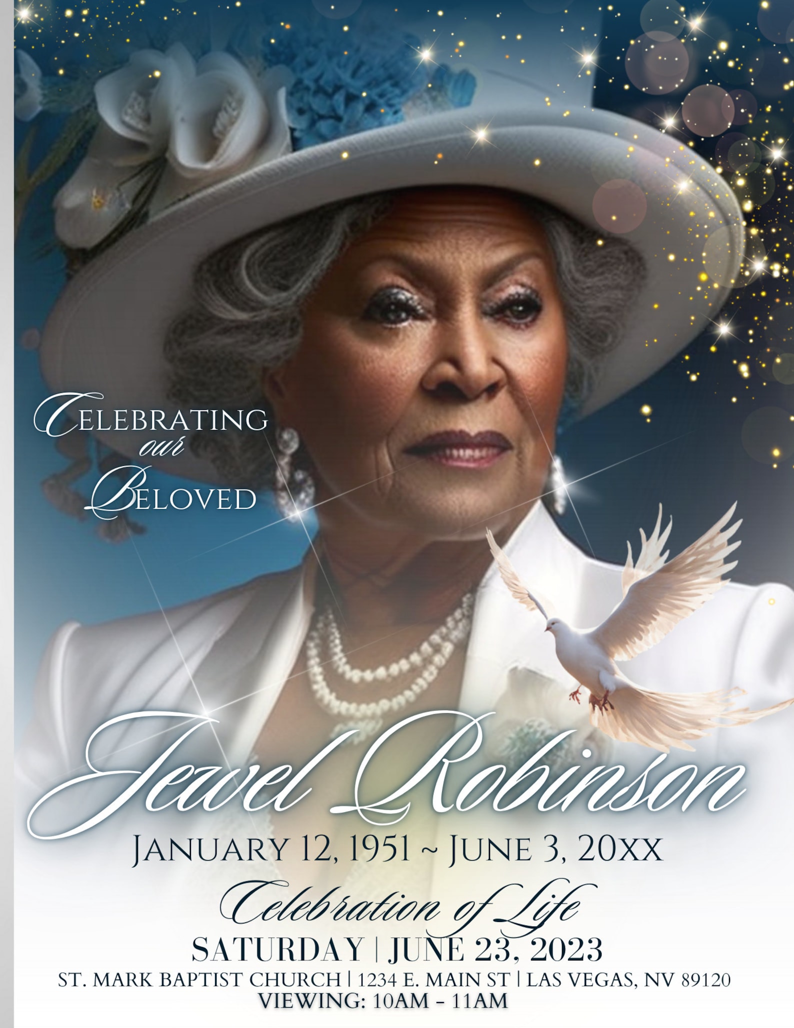 Funeral Obituary Elegant Blue Editable Template 8.5x114 Page - Etsy