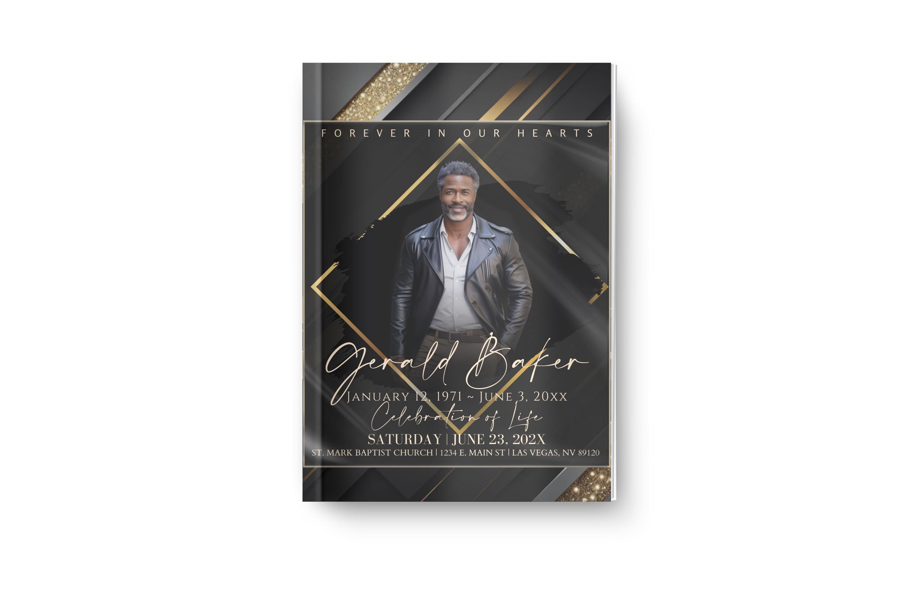 Black and Gold Elegant Funeral Obituary 8.5x11 4 Page - Etsy