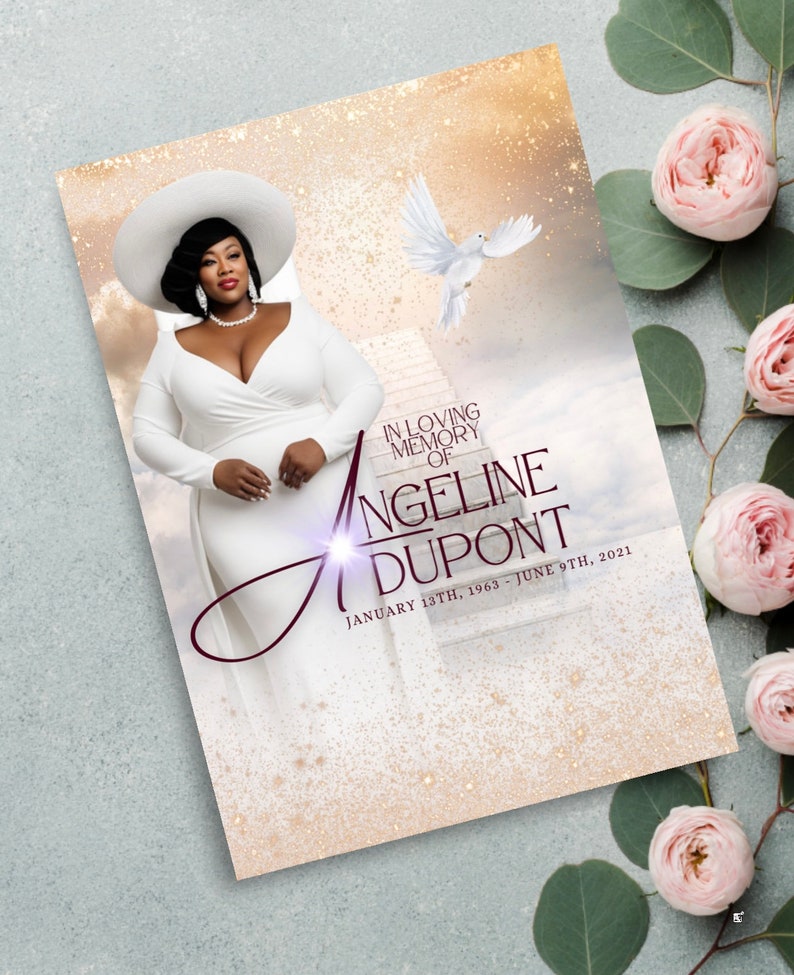 Pink Floral Funeral Obituary Template "angeline" 4 Pages 8.5x11 - Etsy