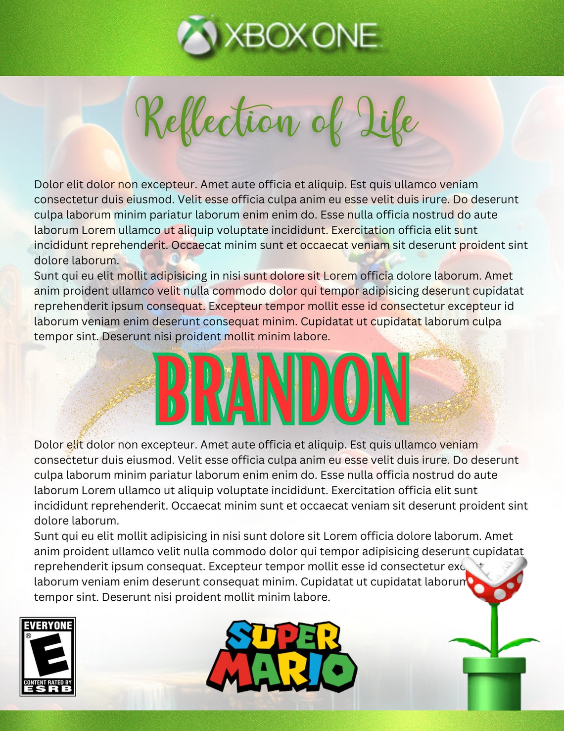 XBOX Inspired Mario Bro Funeral Programs Obituary 4 Page 8.5 X 11" - Etsy