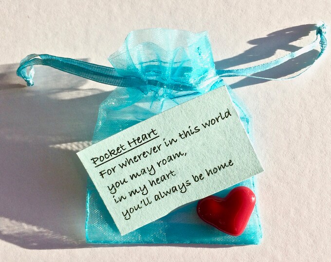 Hand Cut Fused Glass Pocket Heart and Poem, Fused Glass Heart, Love ...