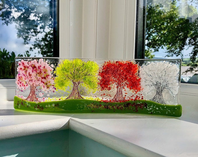Four Seasons Trees Fused Glass Wave, Fused Glass Trees, 4 Seasons ...