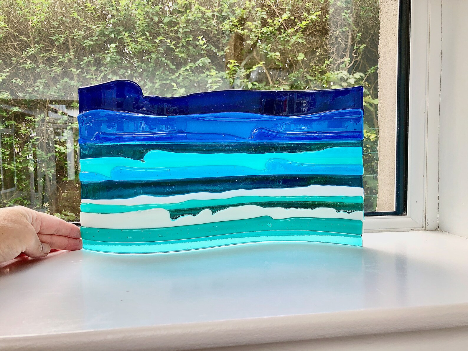 XL Ocean Colours Contemporary Wave Fused Glass Ocean Surfer - Etsy