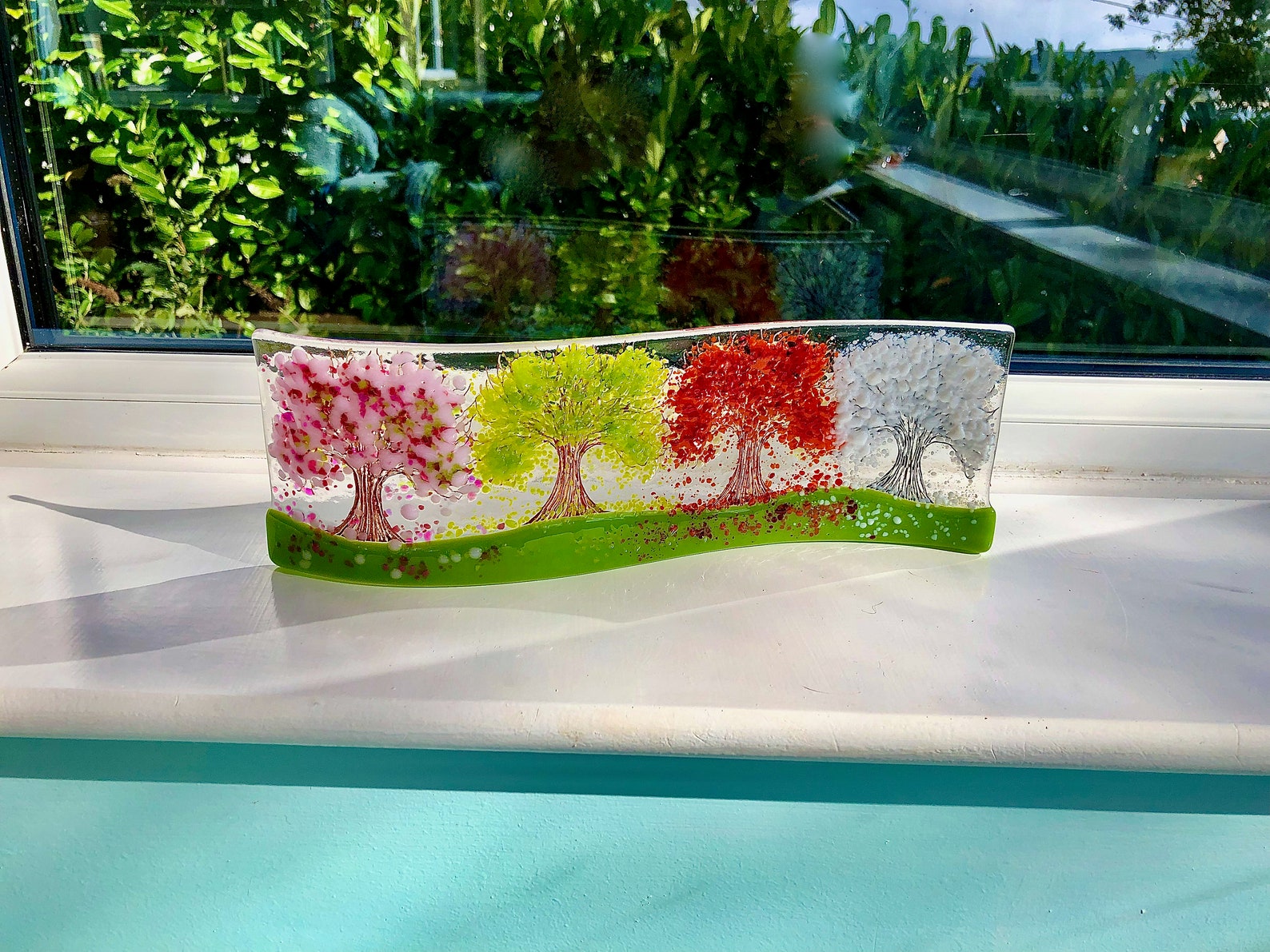 Four Seasons Trees Fused Glass Wave Fused Glass Trees 4 - Etsy