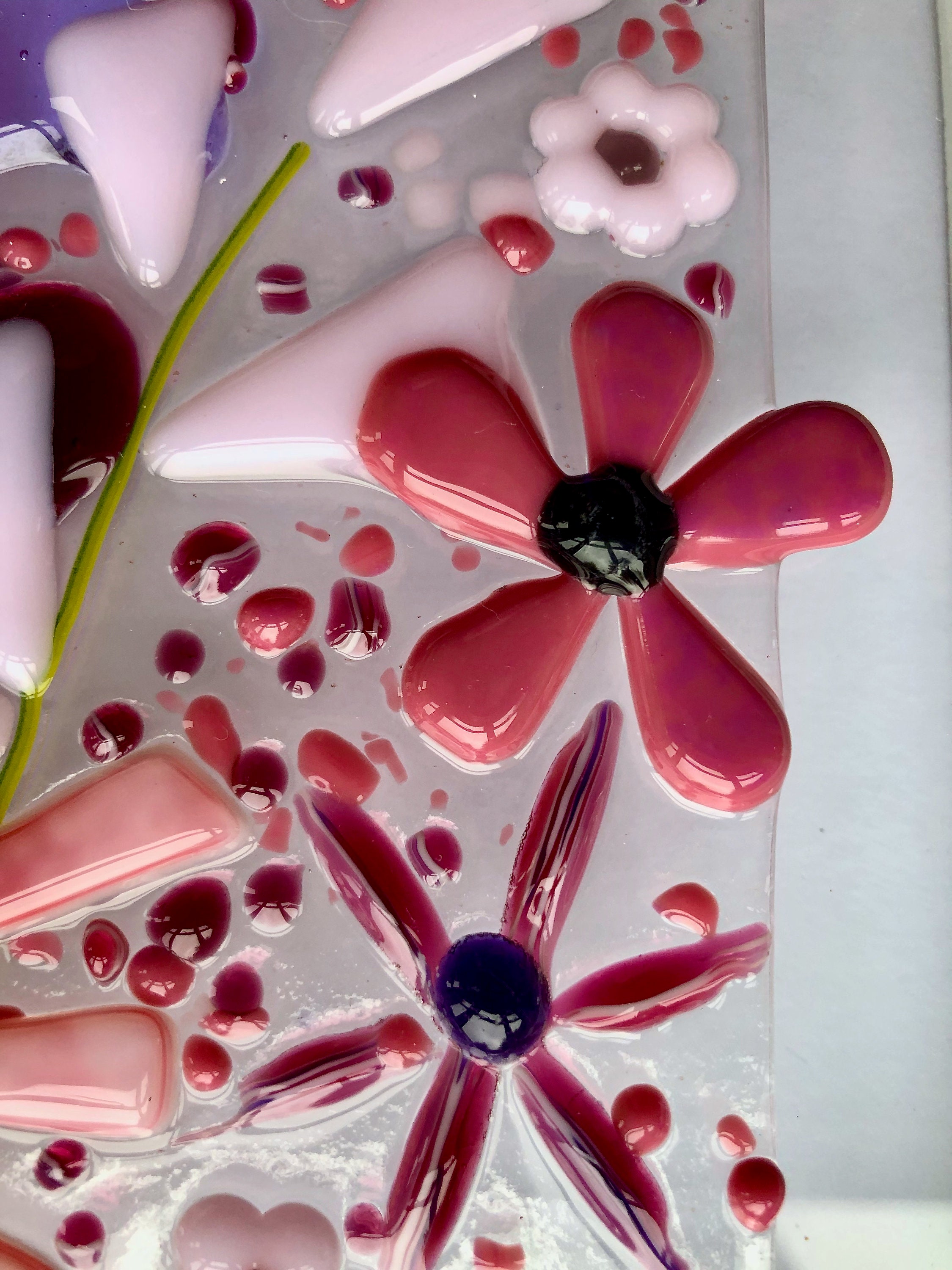 Pinks Fused Glass Flowers Picture Fused Glass Wall Art | Etsy