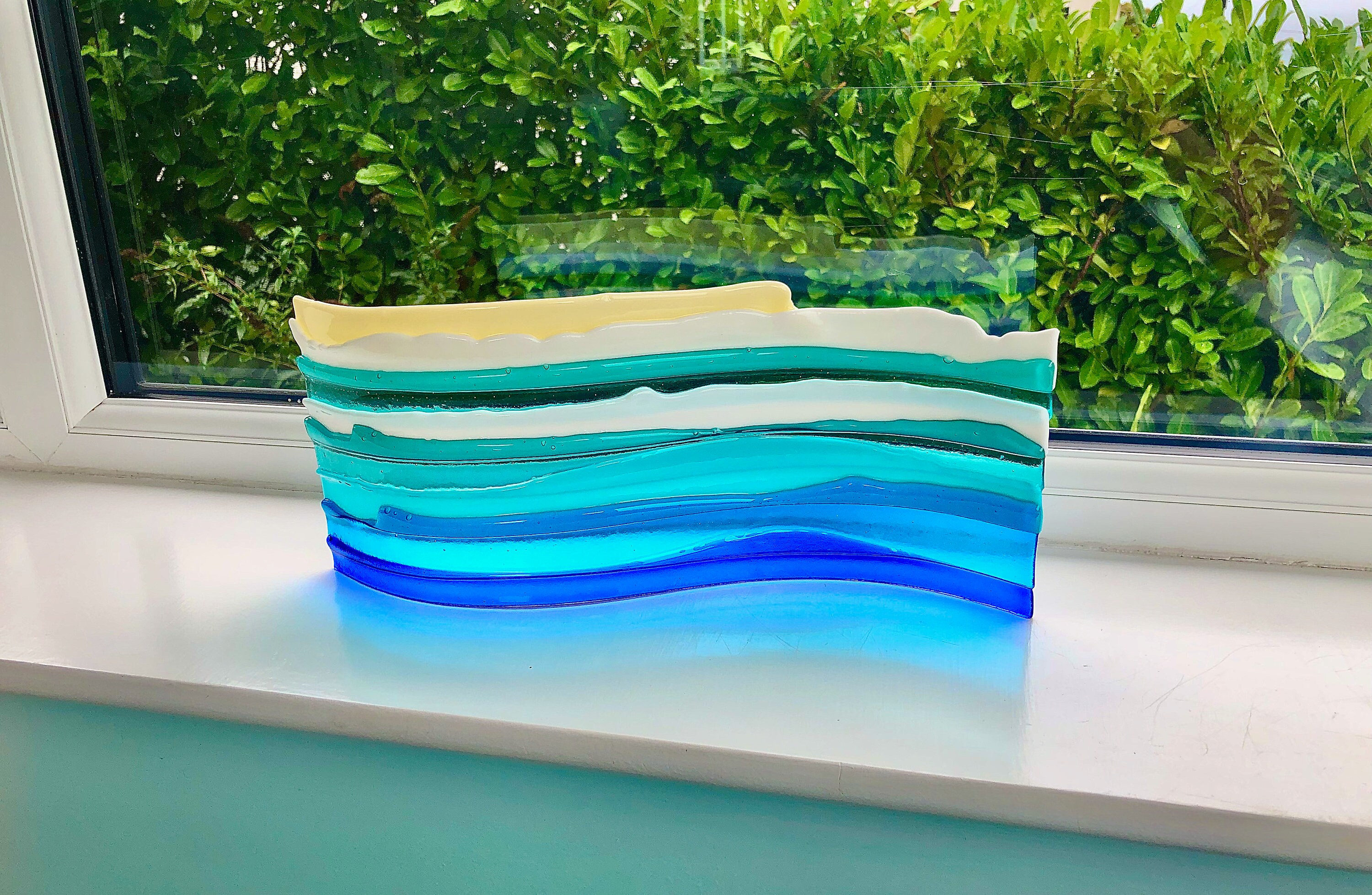 Large Ocean Colours Contemporary Wave Fused Glass Ocean - Etsy