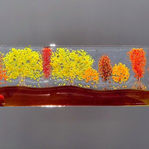 Autumn or Fall Trees Fused Glass Wave, Fused Glass Trees, Seasons ...