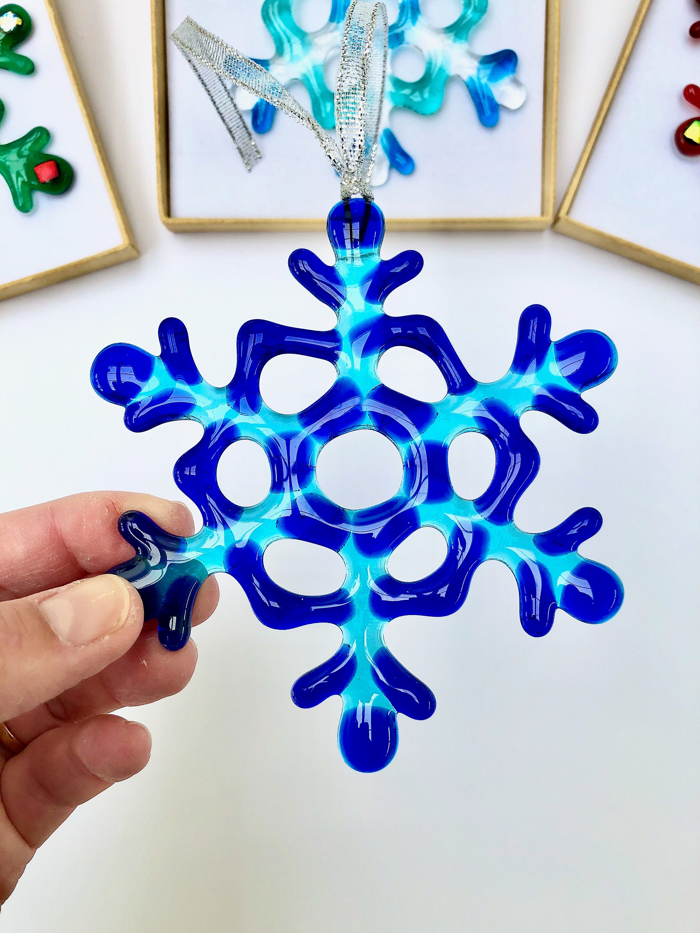 Various Colours Giant Snowflake Fused Glass Christmas | Etsy