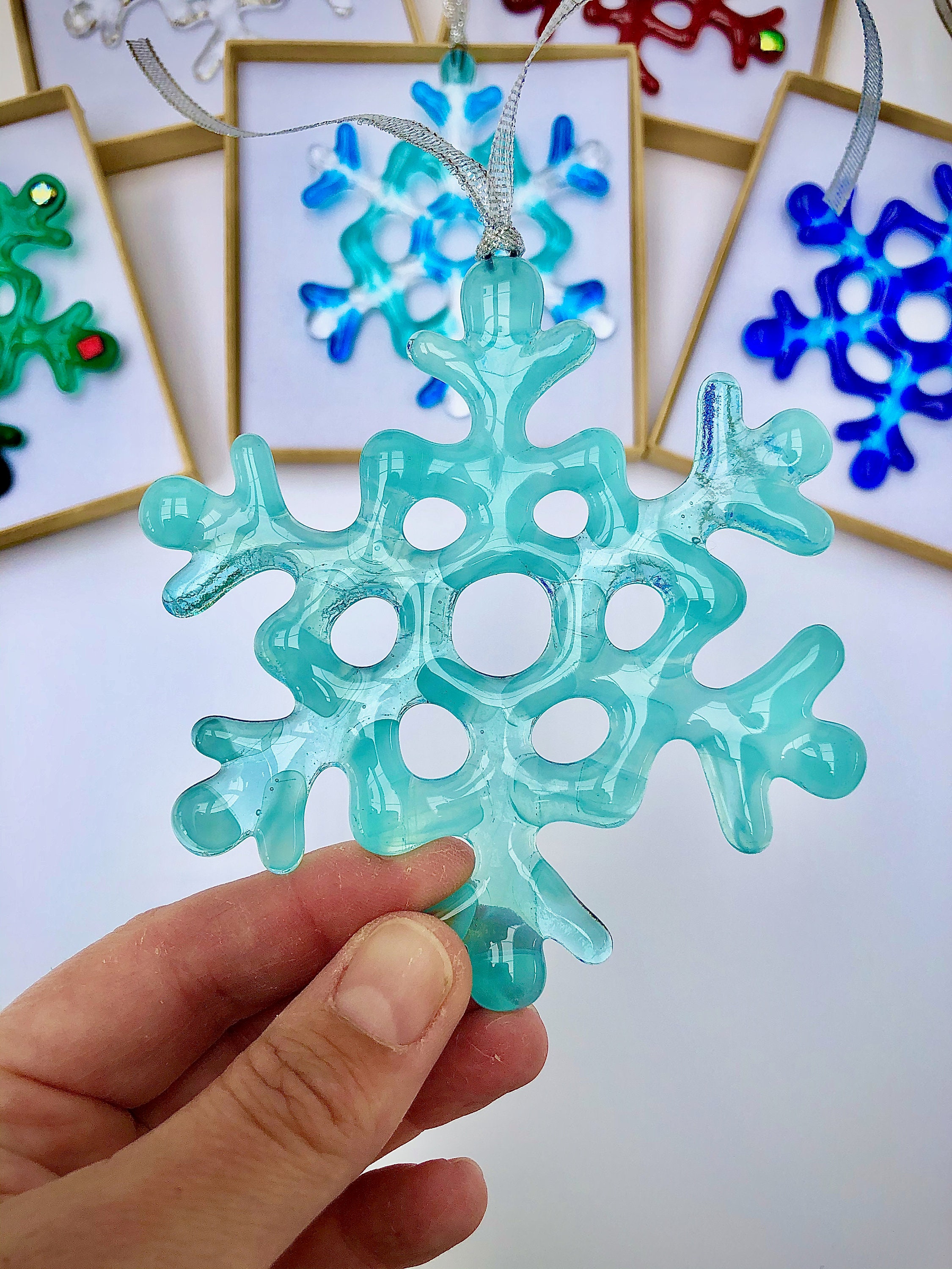 Various Colours Giant Snowflake Fused Glass Christmas | Etsy