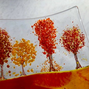 Autumn or Fall Trees Fused Glass Wave, Fused Glass Trees, Seasons ...
