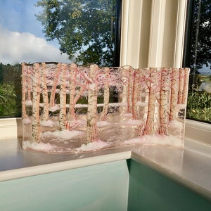 Winter Dawn Silver Birch or Aspen Extra Large Wave, Fused Glass Flowers ...