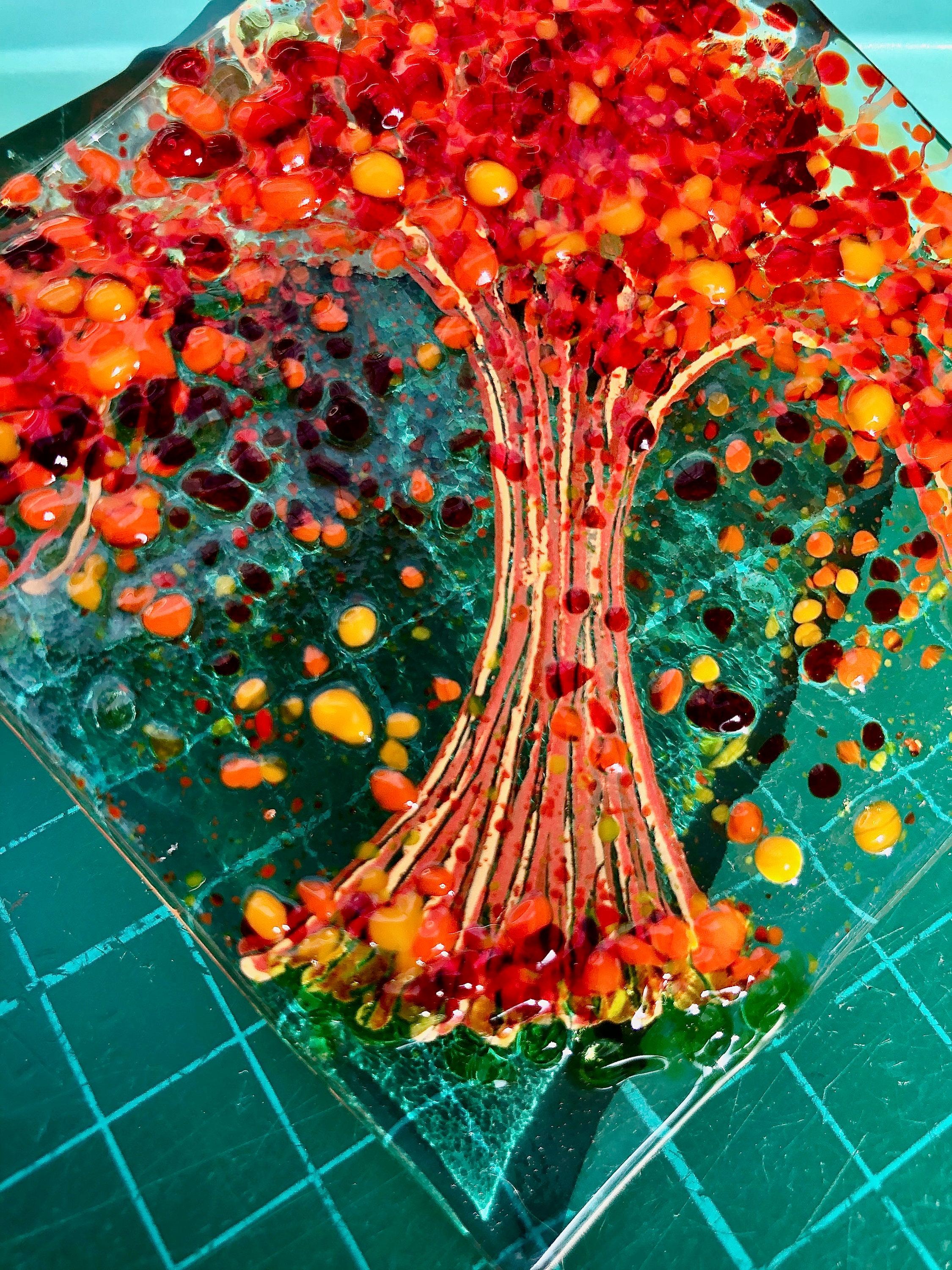 Autumn Falling Leaves Tree Fused Glass Hanger Gift Fall - Etsy