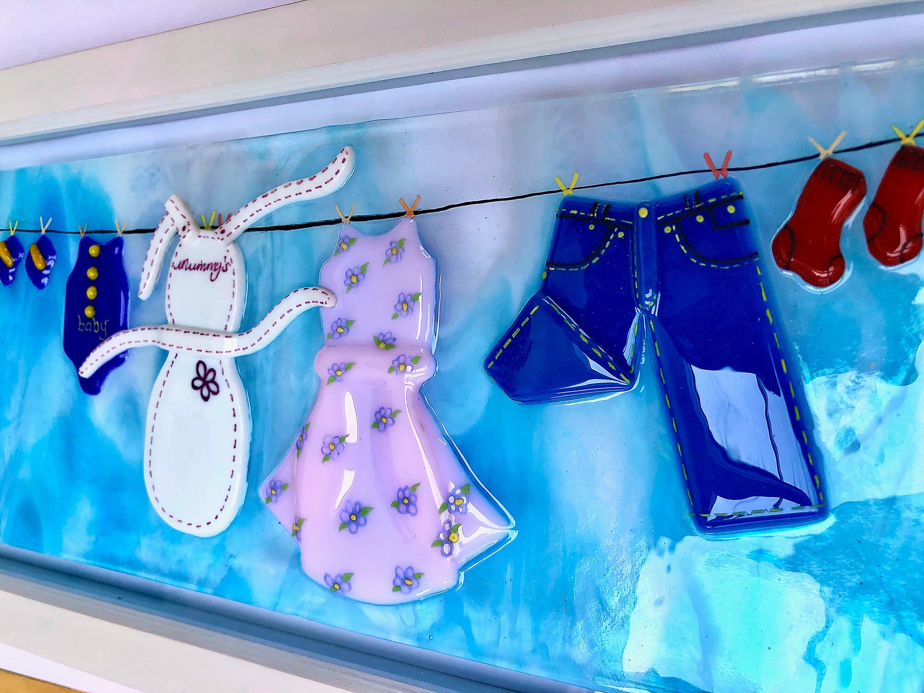 Family Washing Line Fused Glass Wall Art Ireland Fused | Etsy