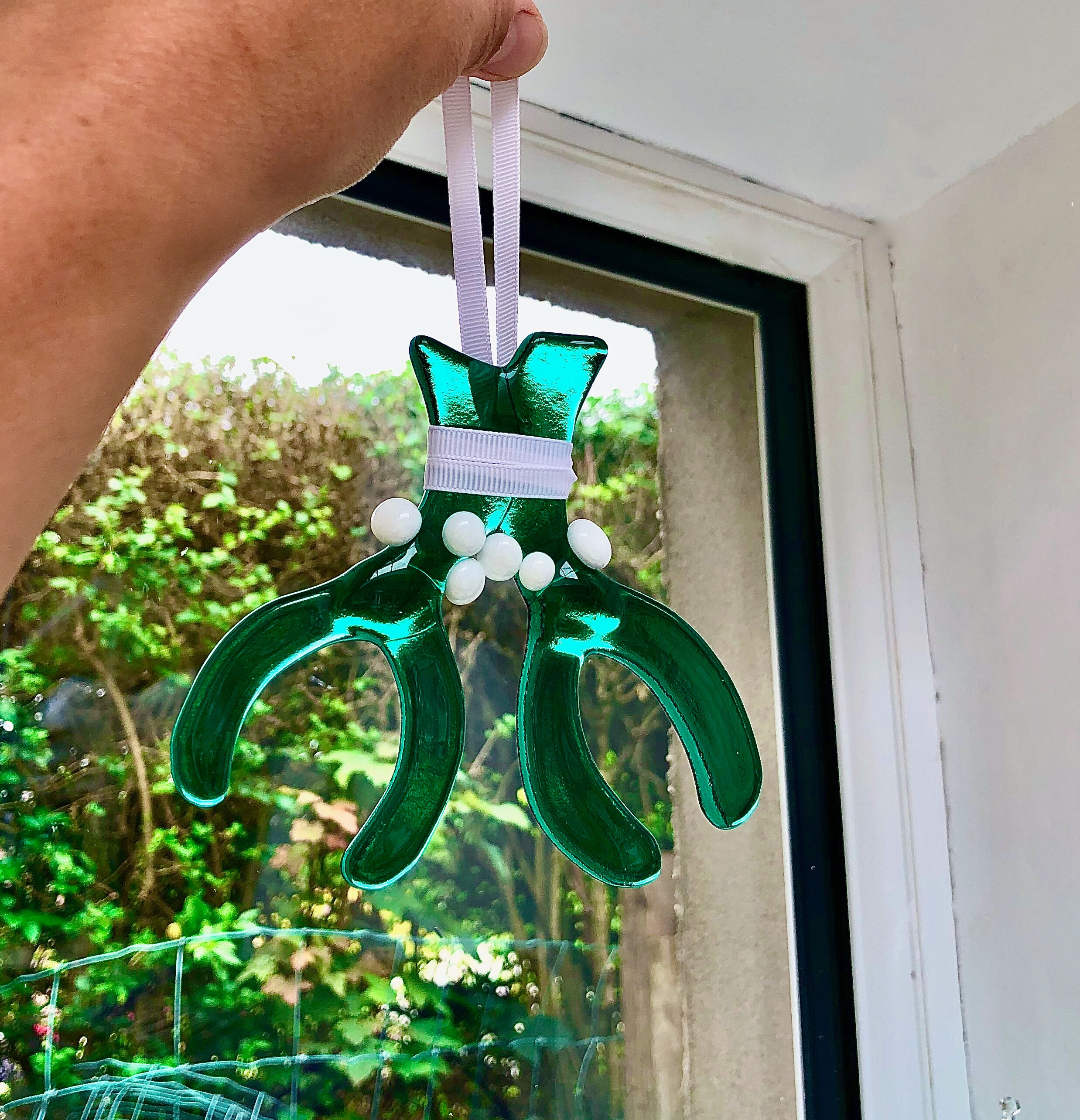 Fused Glass Mistletoe Christmas Decoration Christmas - Etsy UK