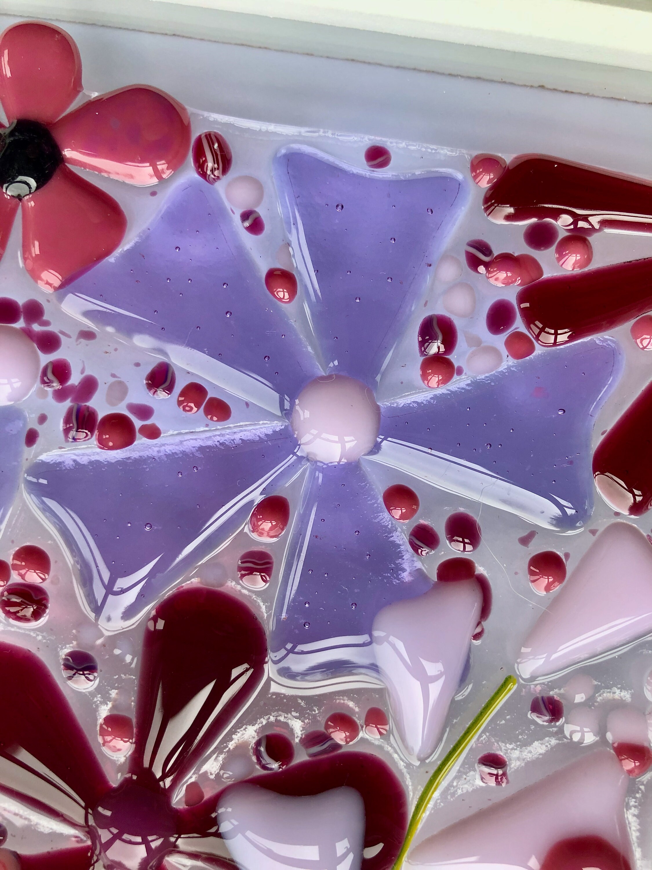 Pinks Fused Glass Flowers Picture Fused Glass Wall Art | Etsy