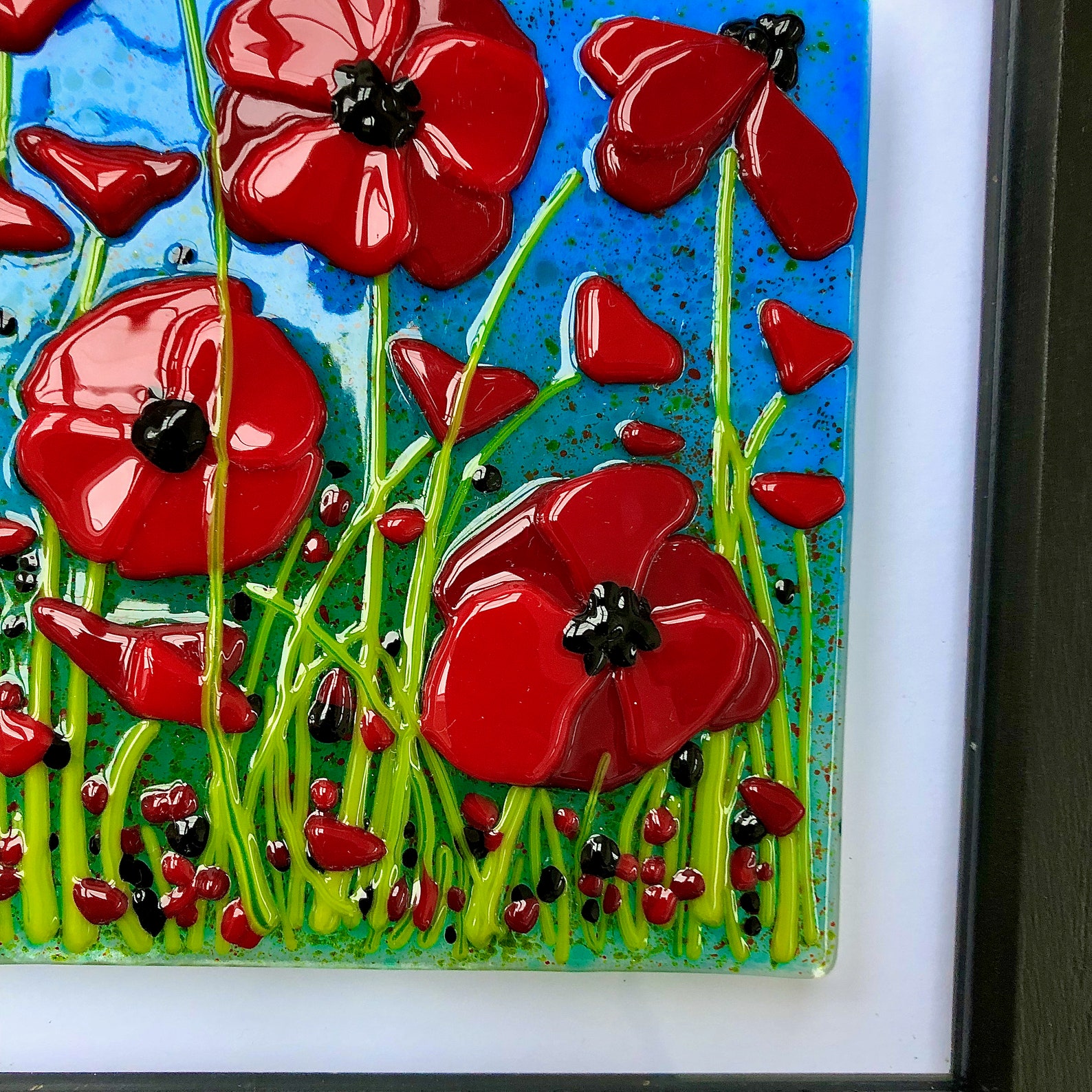 Wild Meadow Poppies Fused Glass Flowers, Poppy Fused Glass Wall Art ...