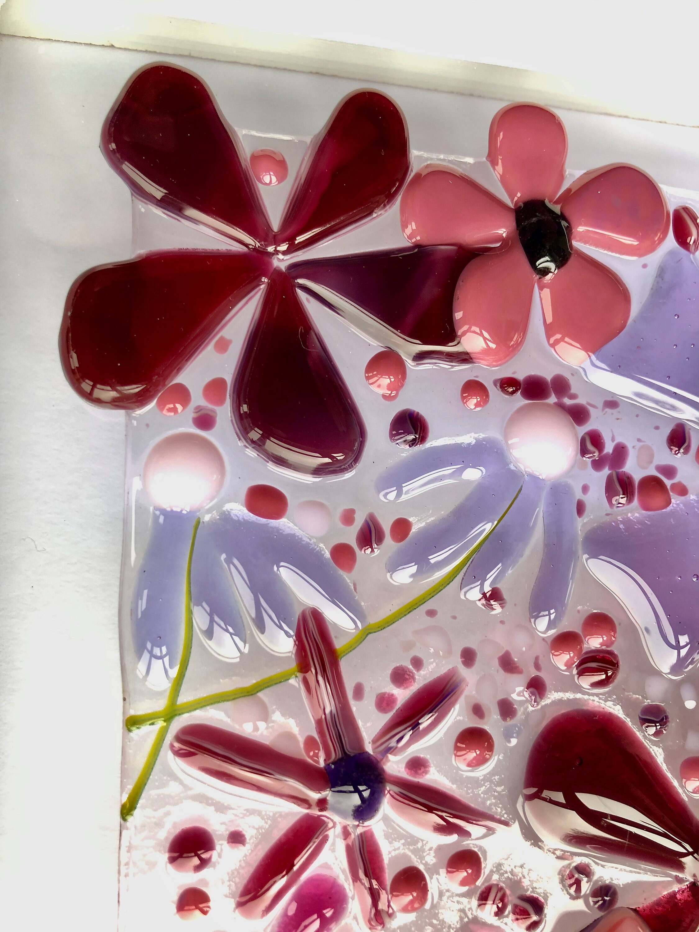 Pinks Fused Glass Flowers Picture Fused Glass Wall Art | Etsy