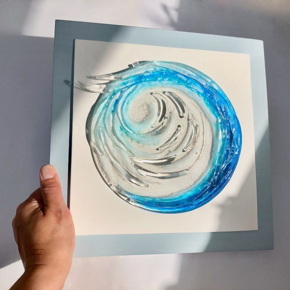 Fused Glass Ocean Wave Fused glass wall art waves beach | Etsy