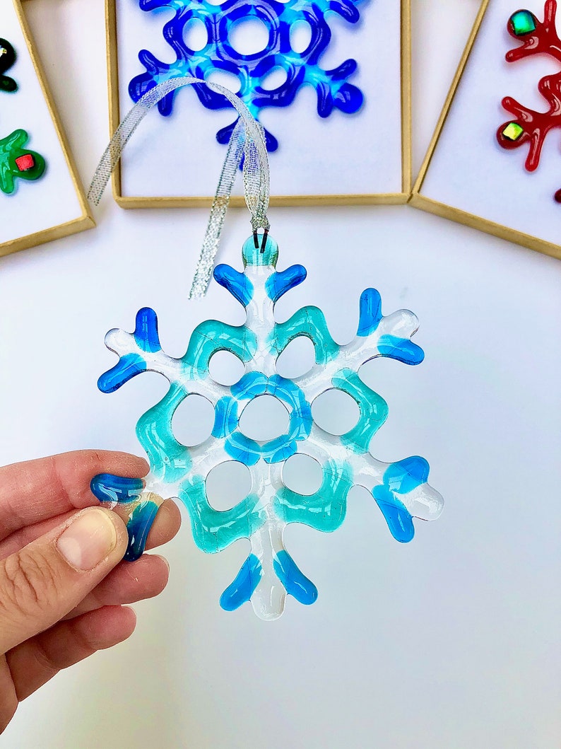 Various Colours Giant Snowflake Fused Glass Christmas | Etsy