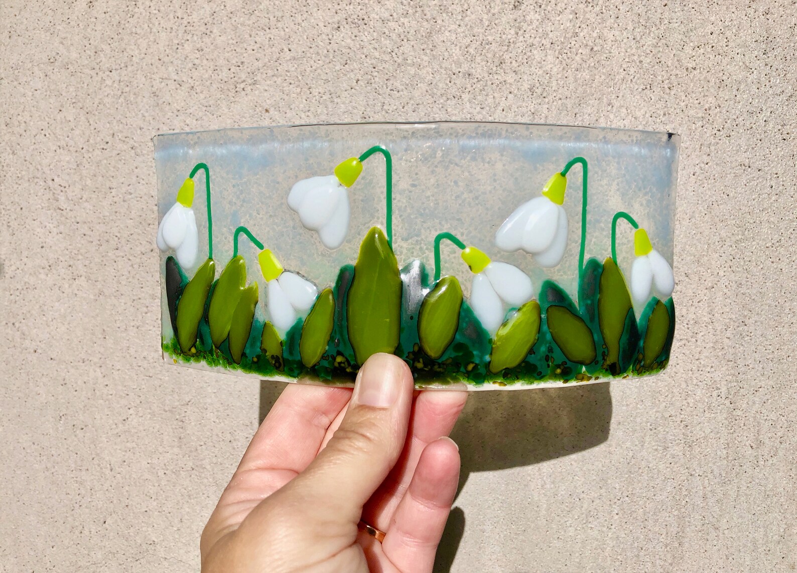 Snowdrops Fused Glass Art Fused Glass Gardener's Gift | Etsy
